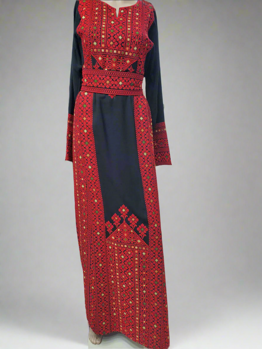 Authentic Palestinian Heritage Dress with Red and Colored Accents ( Ra ...